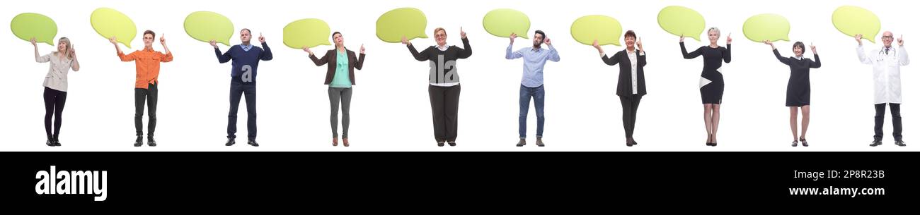 group of successful business people with comments Stock Photo - Alamy
