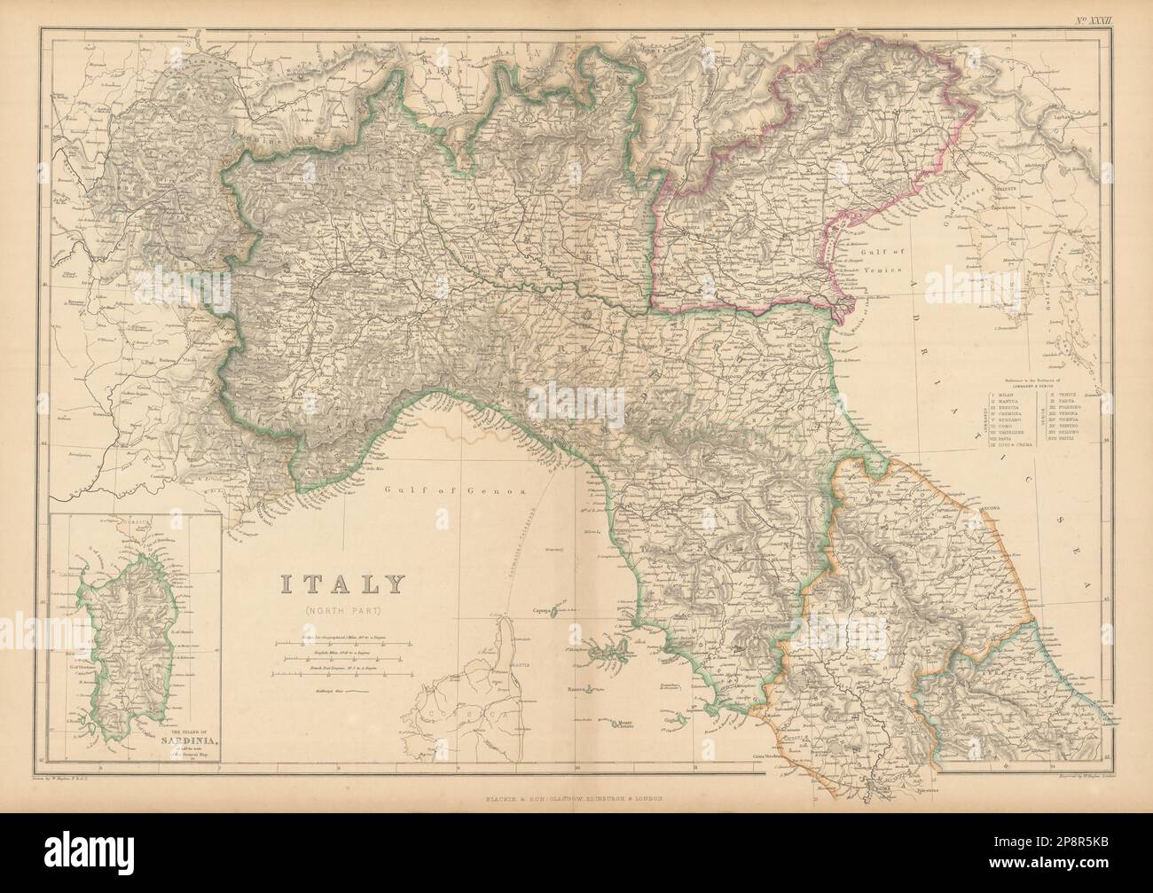 Northern Italy & Sardinia by William Hughes. W/o Nice & Savoy/Savoie ...