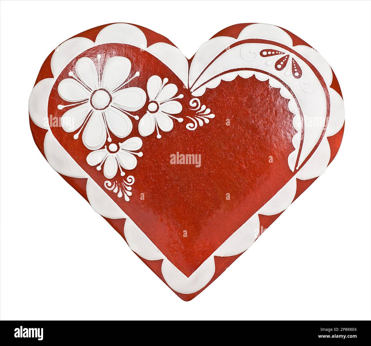 Gingerbread red heart cookie as a symbol of Valentine's day isolated at ...
