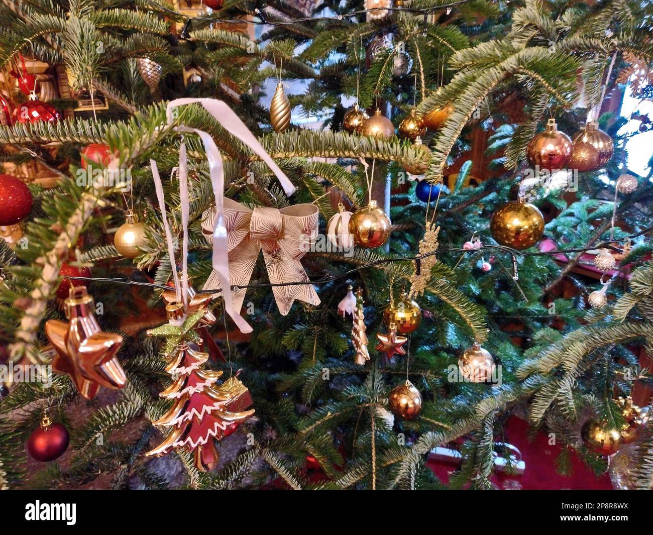Christmas tree with decorations in Romania Stock Photo - Alamy