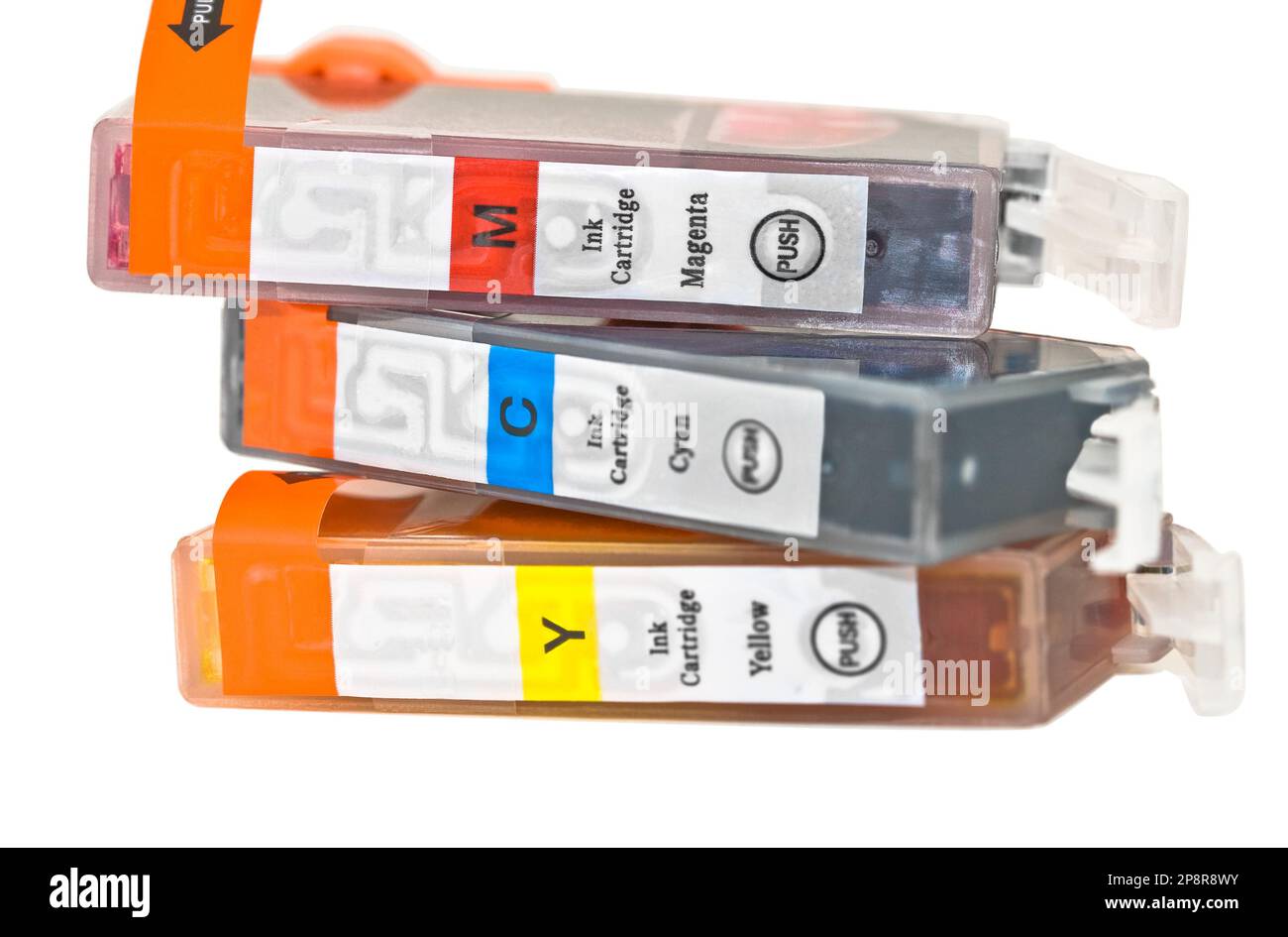 Set of ink printer cartridges on white background Stock Photo - Alamy