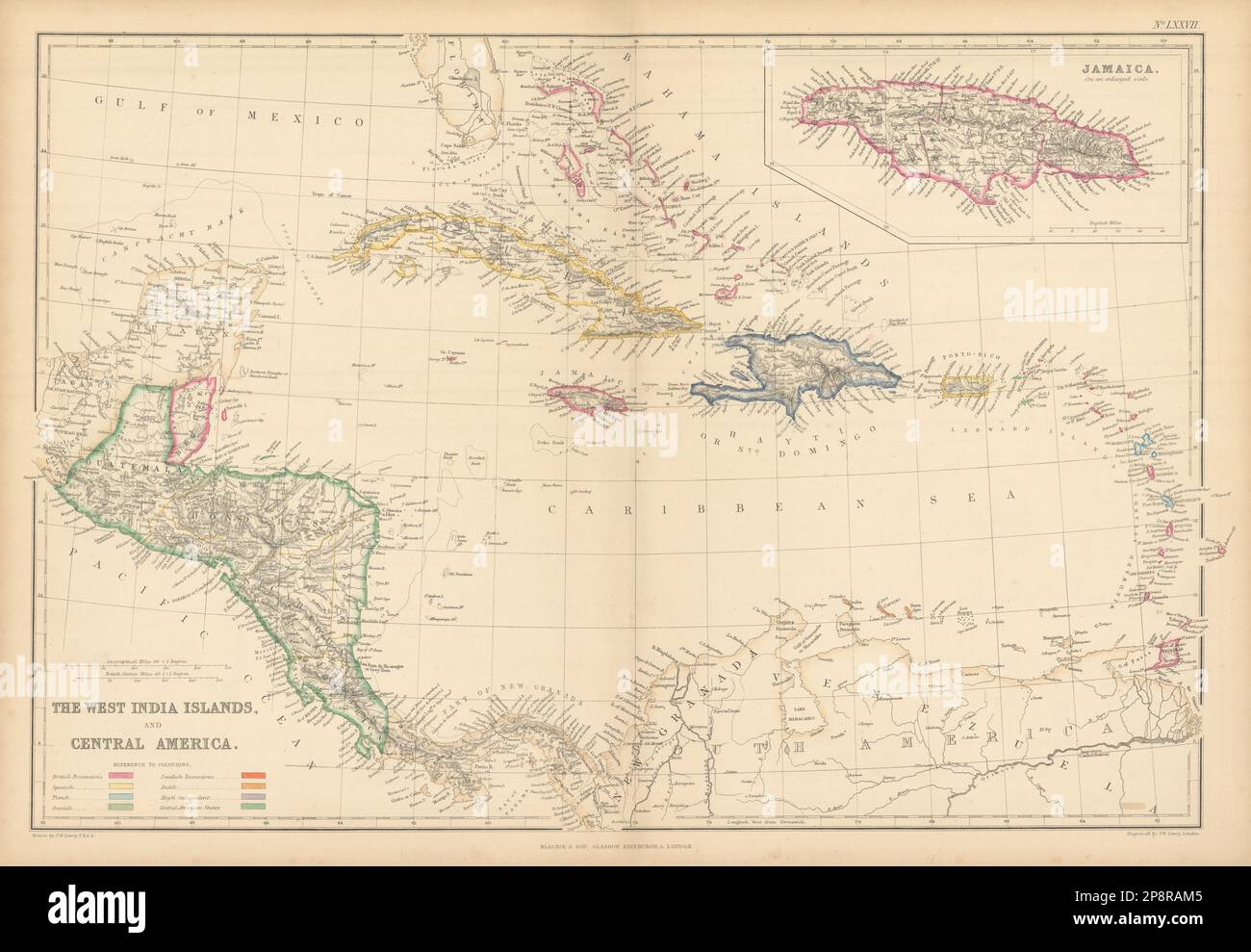 The West Indies and Central America. Jamaica & Caribbean. LOWRY 1859 ...