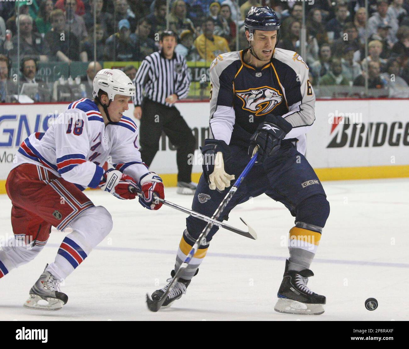 New York Rangers defenseman Marc Staal (18) and Nashville Predators ...