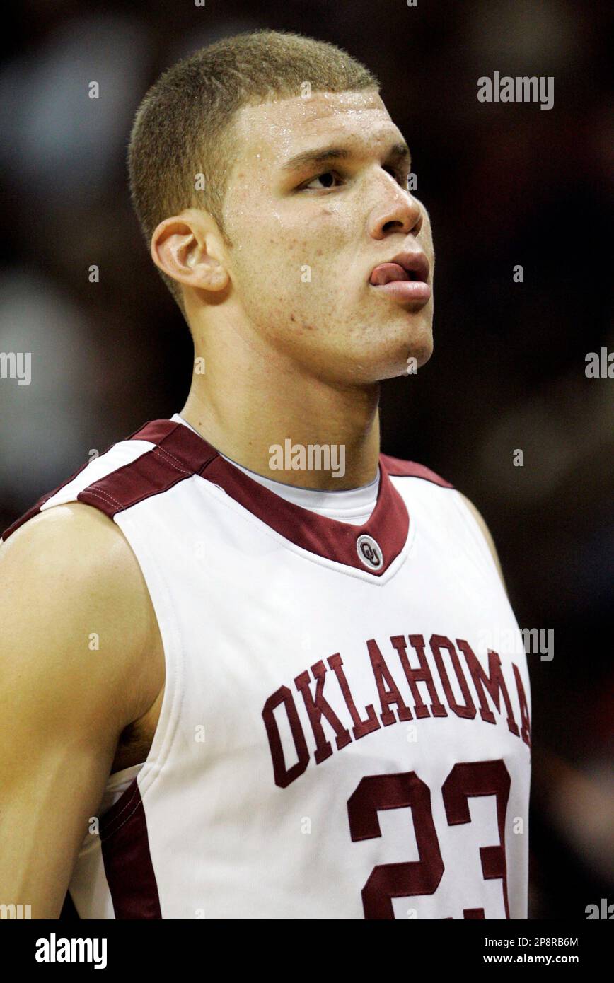 Oklahoma's Blake Griffin (23) reacts after losing 71-70 to Oklahoma ...