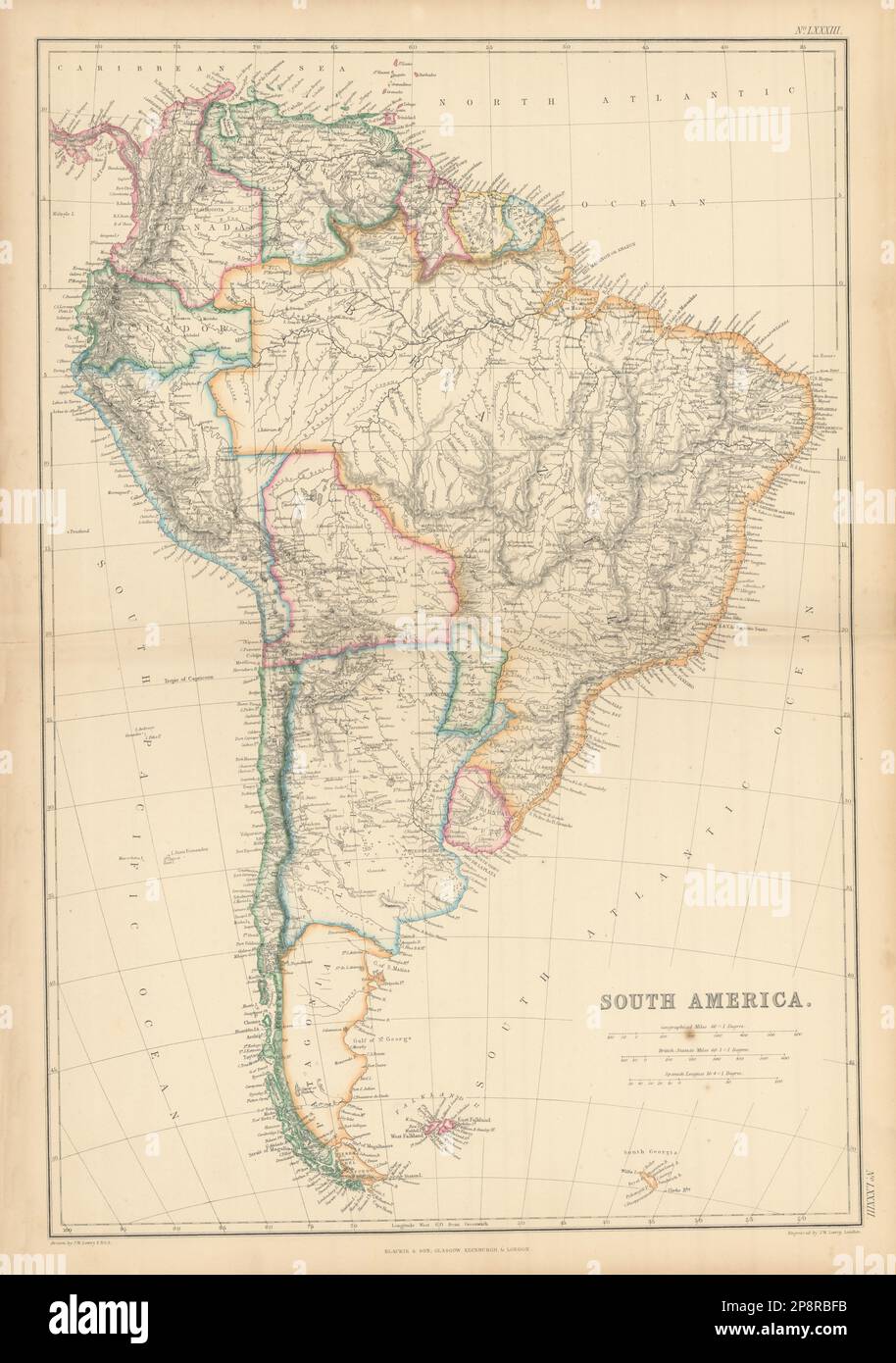 South America by Joseph Wilson Lowry. Banda Oriental. Patagonia 1859 ...