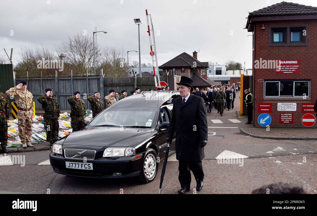 The coffins of British soldiers Mark Quinsey, 23, from Birmingham, and ...