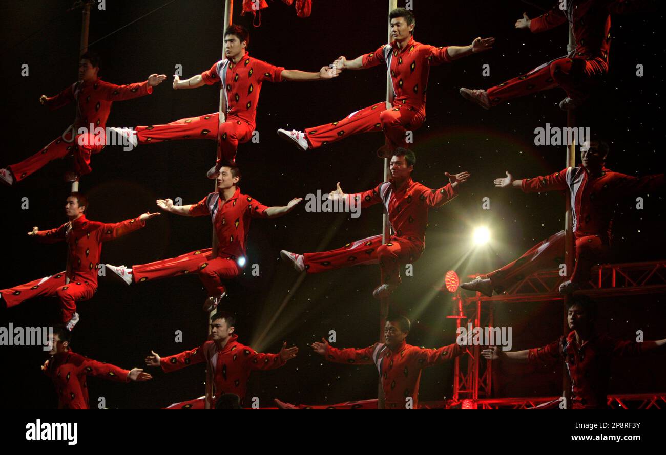 Members of Le Grande cirque perform during a show in Panama City ...