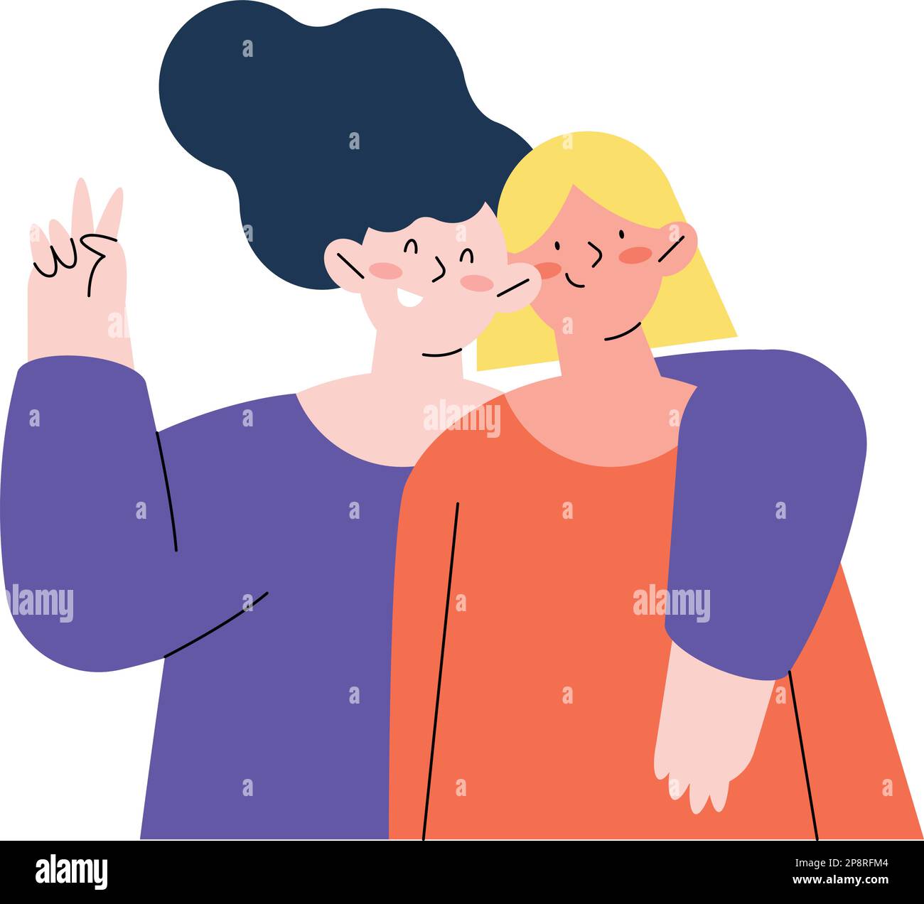 friends girls in a brotherly hug characters Stock Vector Image & Art ...