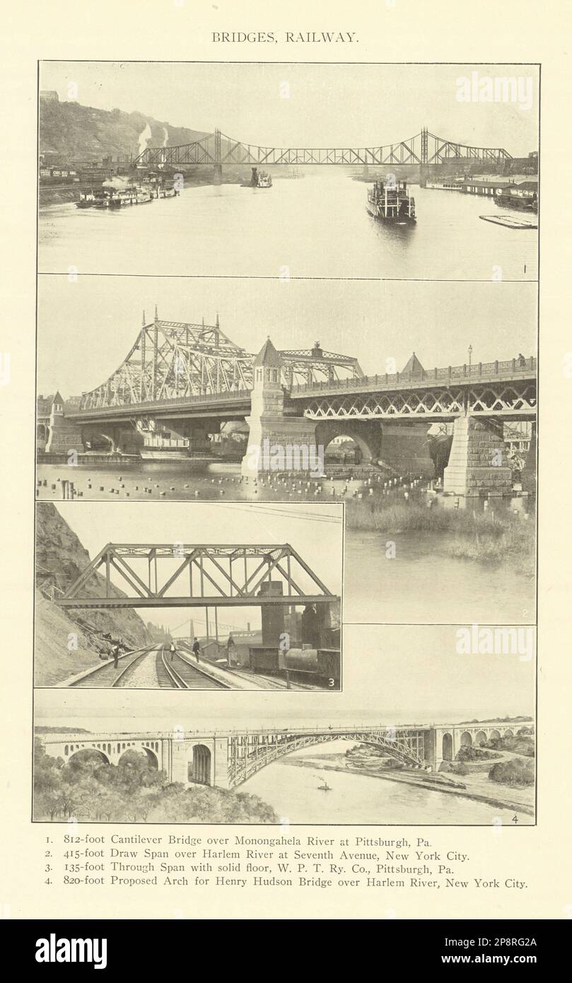 RAILWAY BRIDGES Cantilever Pittsburgh Draw Through Span Henry Hudson ...