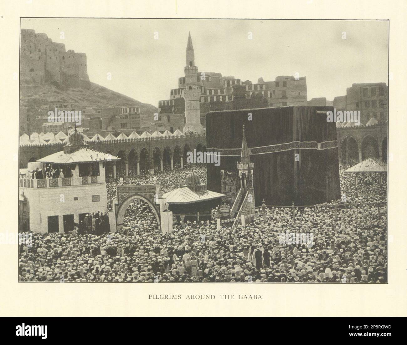 Pilgrims around the Gaaba. Saudi Arabia 1907 old antique vintage print ...