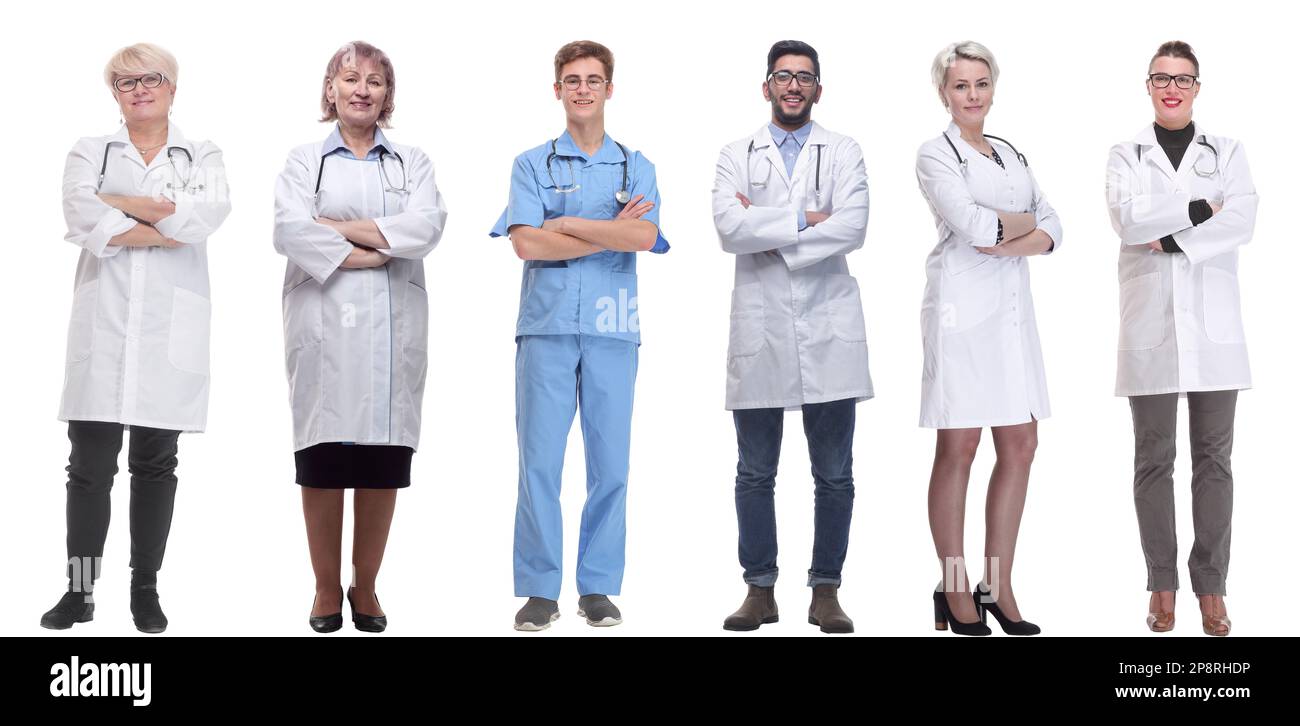group of doctors in full length isolated on white Stock Photo - Alamy