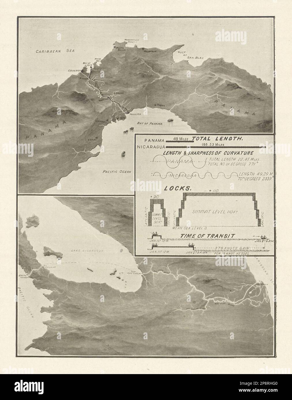 [Panama and Nicaragua canals/transit routes]. Central America 1907 old ...