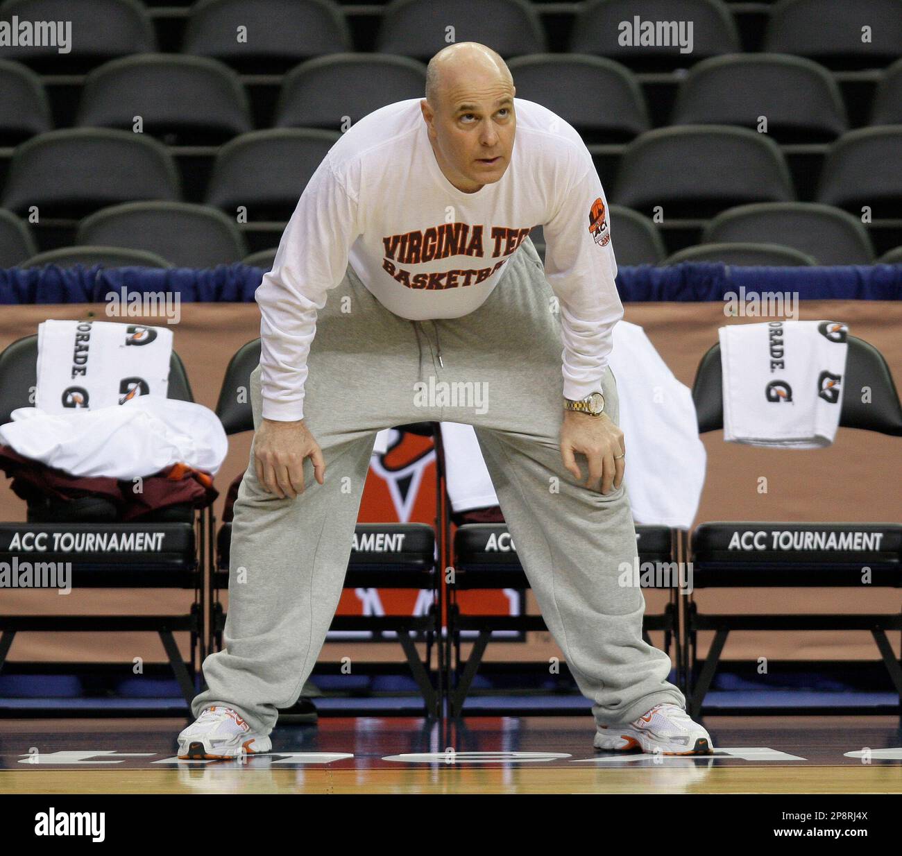 Virginia Tech coach Seth Greenberg watches his team during an NCAA ...