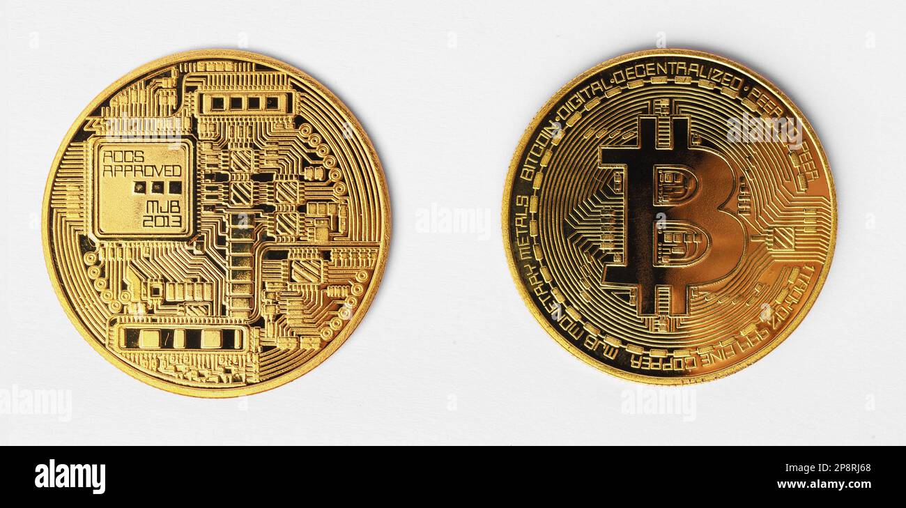 Coin gold bitcoin symbol a modern digital crypto currency on cyber ...
