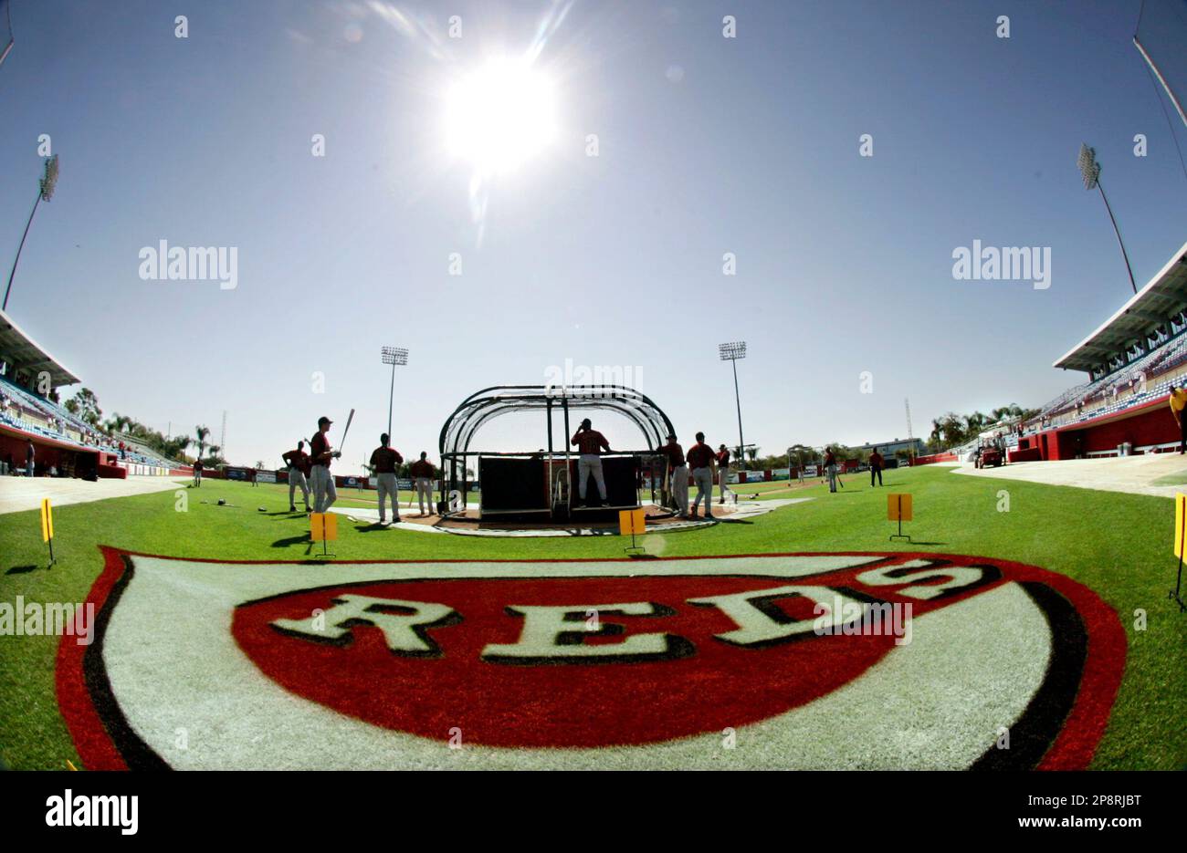 The Houston Astros take batting practice as the sun shines down on Ed ...