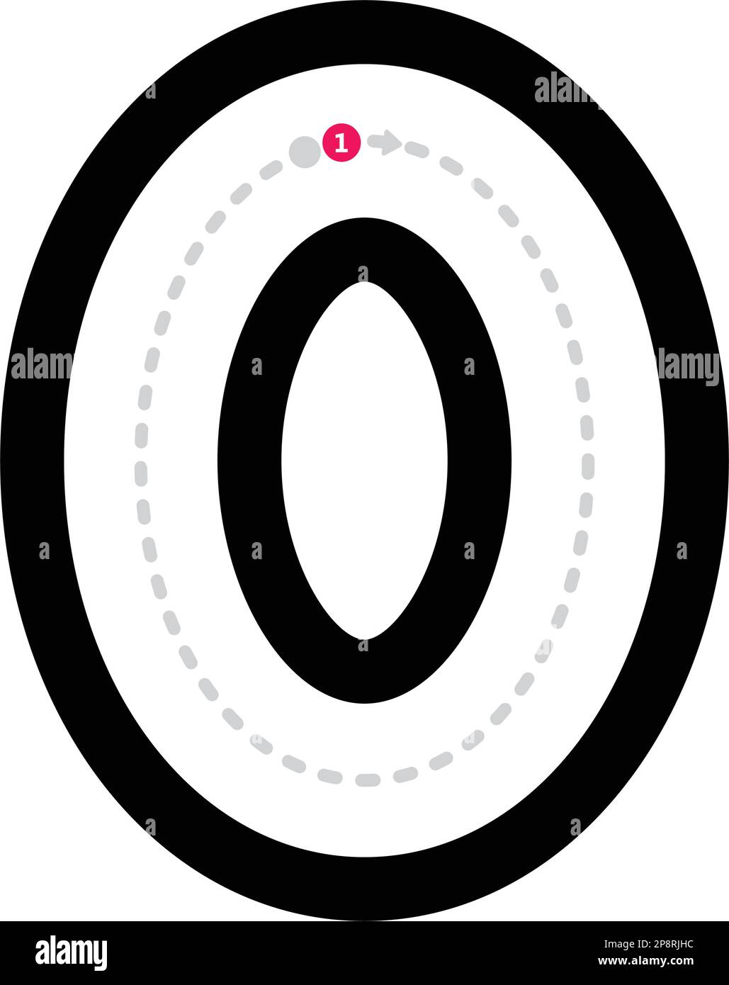 Tracing number 0 prewriting dotted line math worksheet element for ...