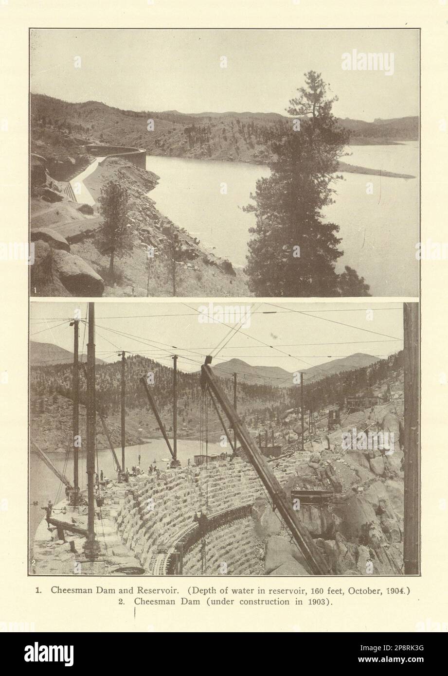 Cheesman Dam & Reservoir. Under construction in 1903. Colorado 1907 old ...