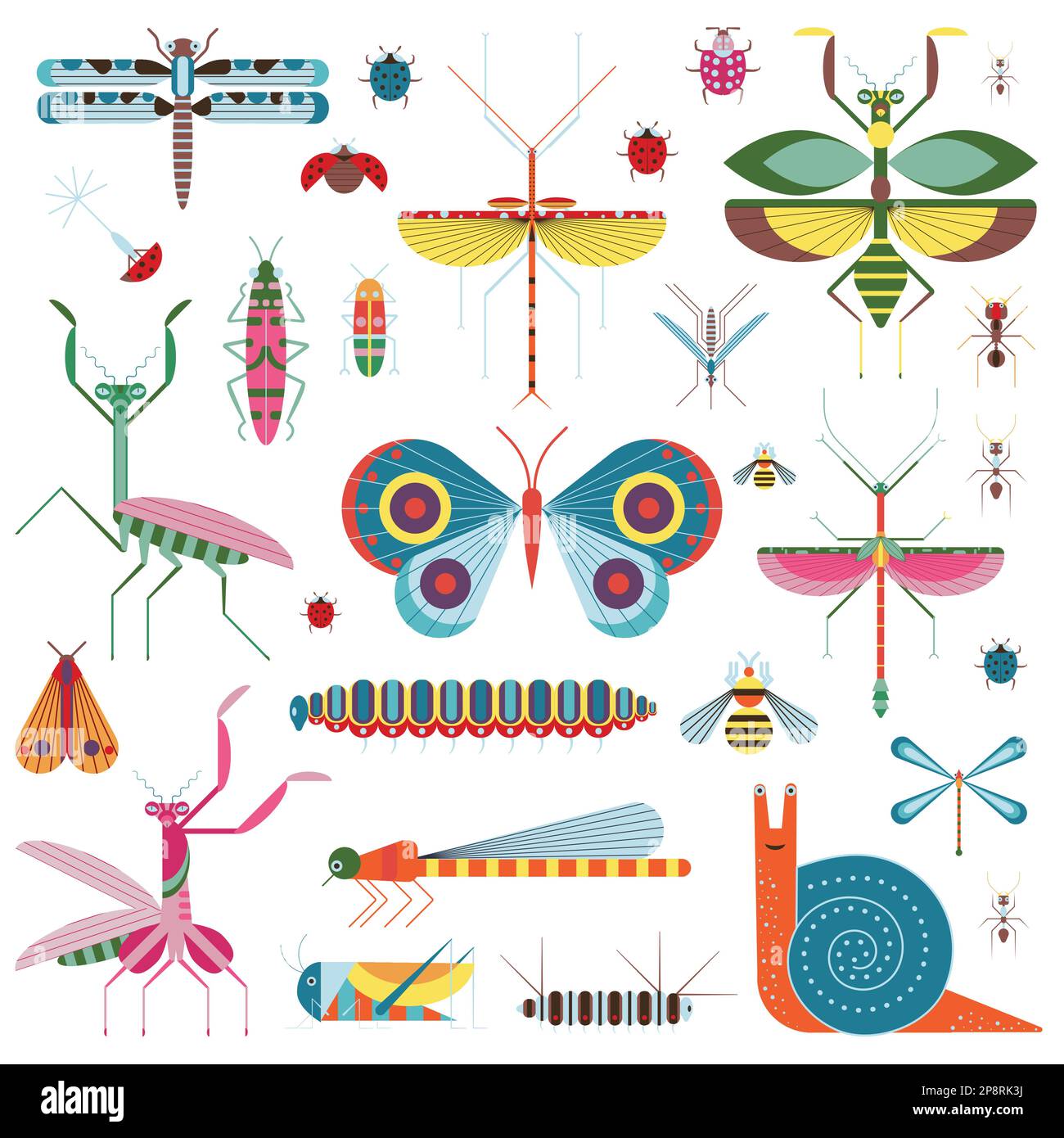 Meadow Insects and Geometric Bugs Icon Set Stock Vector Image & Art - Alamy