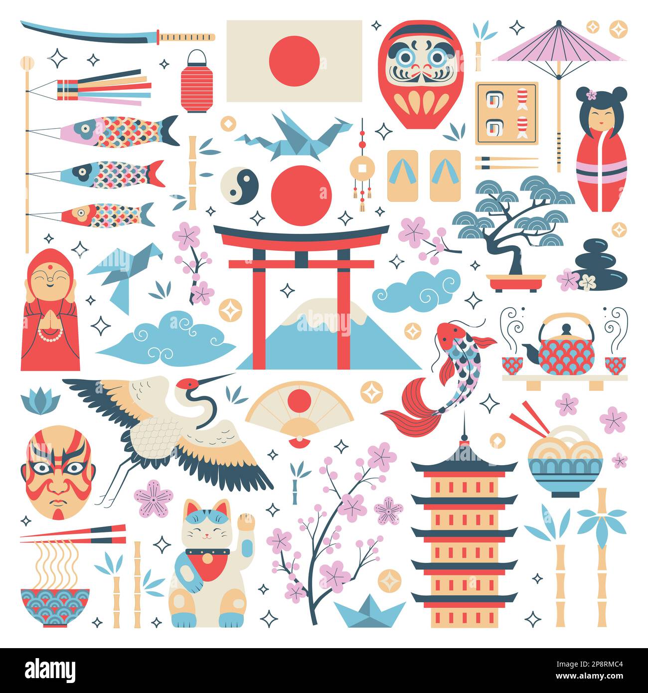 Japan Culture Design Elements and Icons Collection Stock Vector Image ...