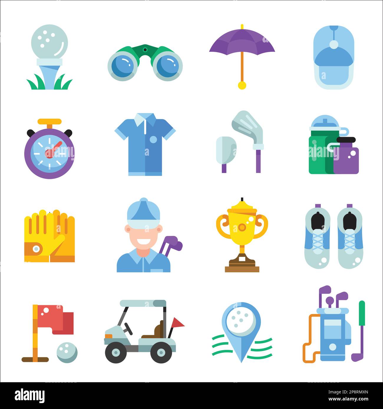 Golf Equipment and Clothes Icons in Flat Stock Vector Image & Art - Alamy
