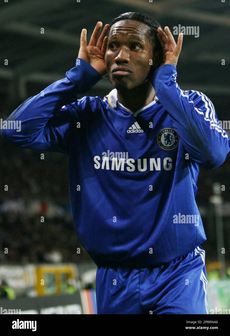 Chelsea's Didier Drogba celebrates after scoring during the Champions ...