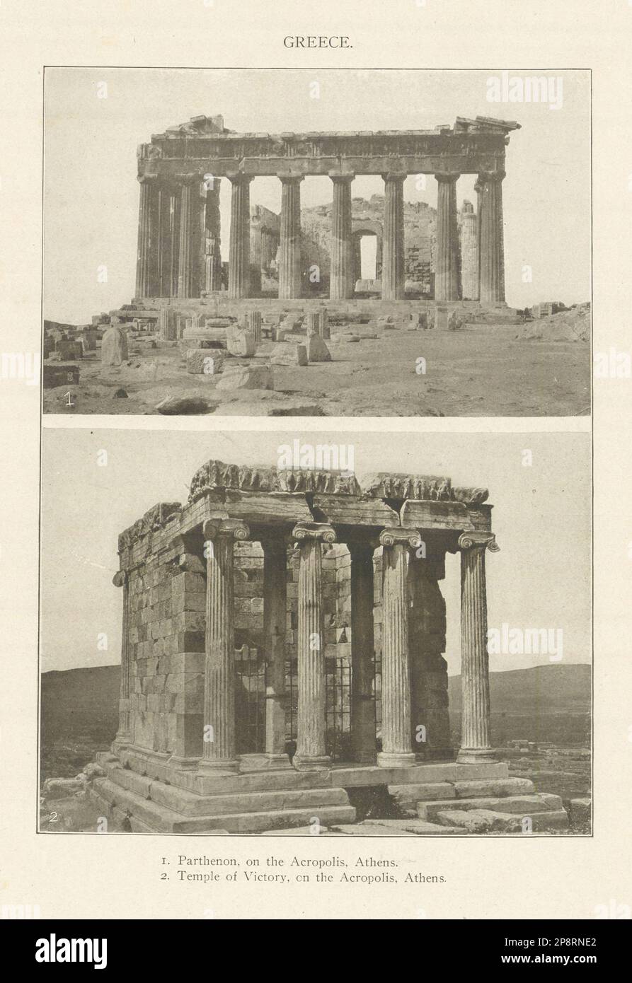 GREECE. Parthenon, & Temple of Victory, On the Acropolis, Athens 1907 ...