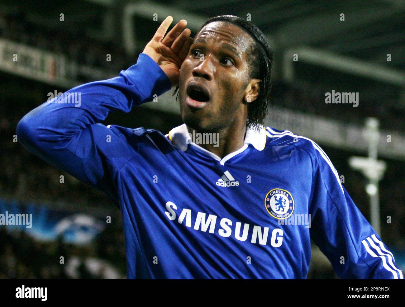 Chelsea's Didier Drogba celebrates after scoring during the Champions ...