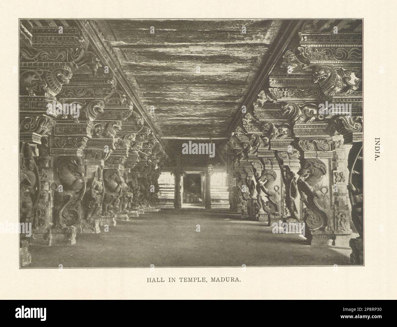India. Hall In Temple, Madura 1907 old antique vintage print picture ...