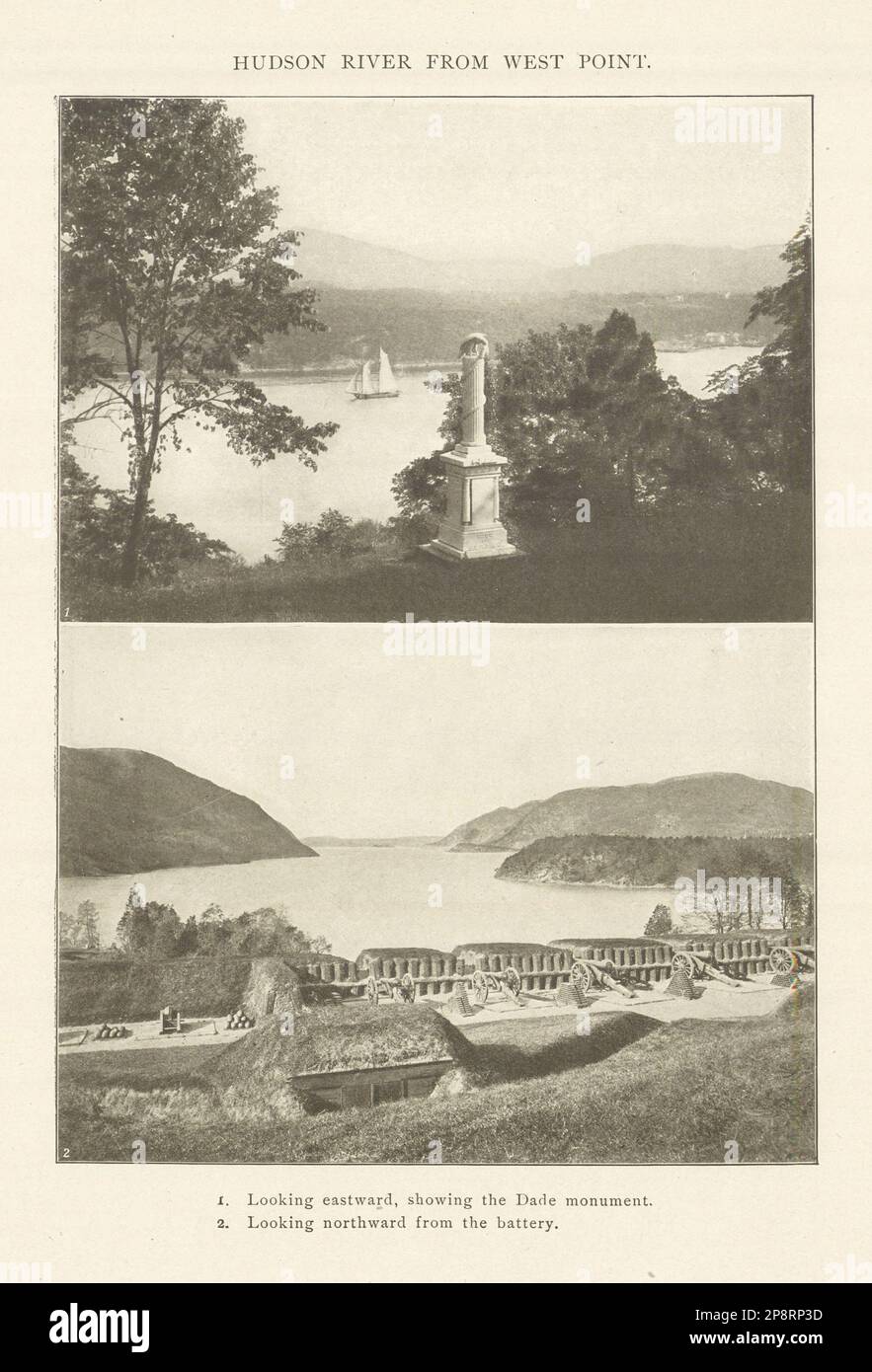 HUDSON RIVER FROM WEST POINT. Dane monument. Battery. New York 1907 old print Stock Photo - Alamy