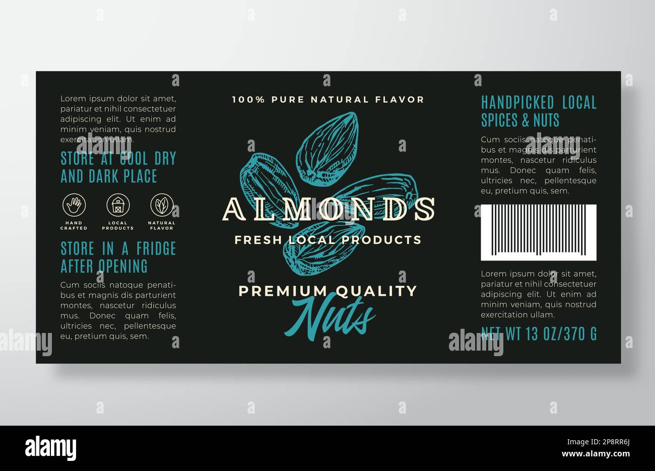 Almond Food Label Template. Abstract Vector Packaging Design Layout ...