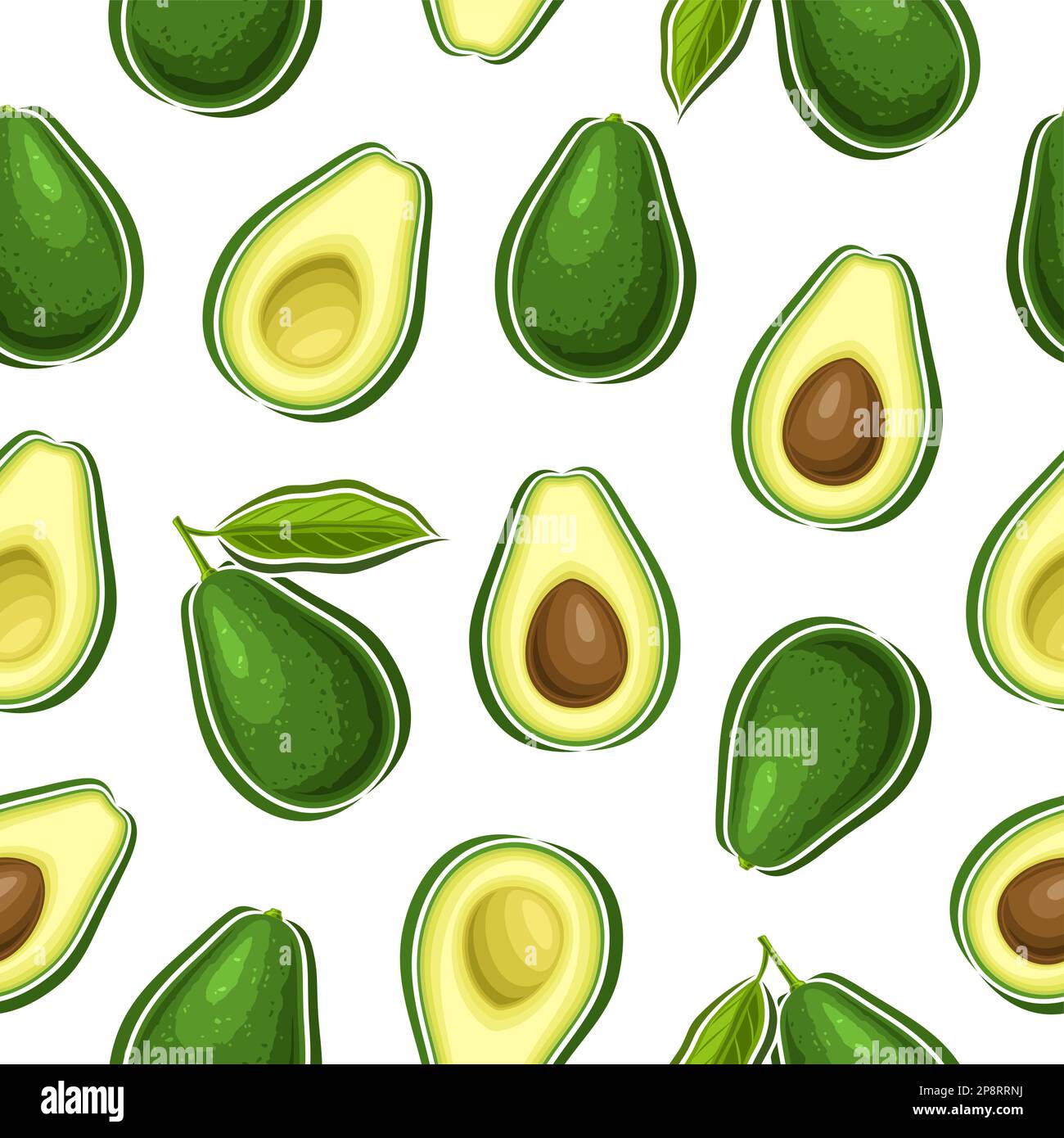 Vector Avocado Seamless Pattern, decorative repeating background with ...