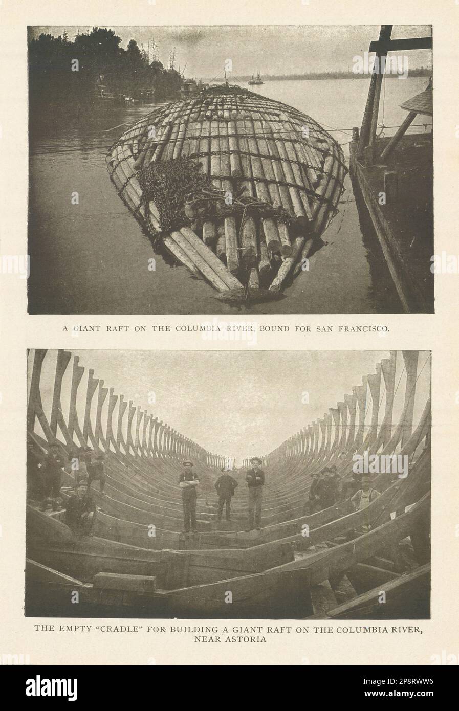 Columbia River raft San Francisco bound. Construction cradle Astoria ...