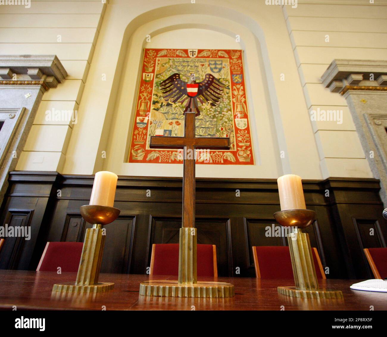 Interior view of the large court room of the national court in St ...