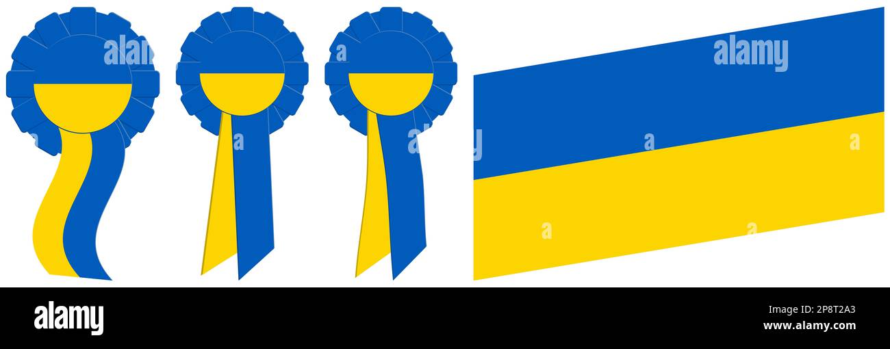 Cotillion with ribbon in national colors of Ukraine. Slanted ...