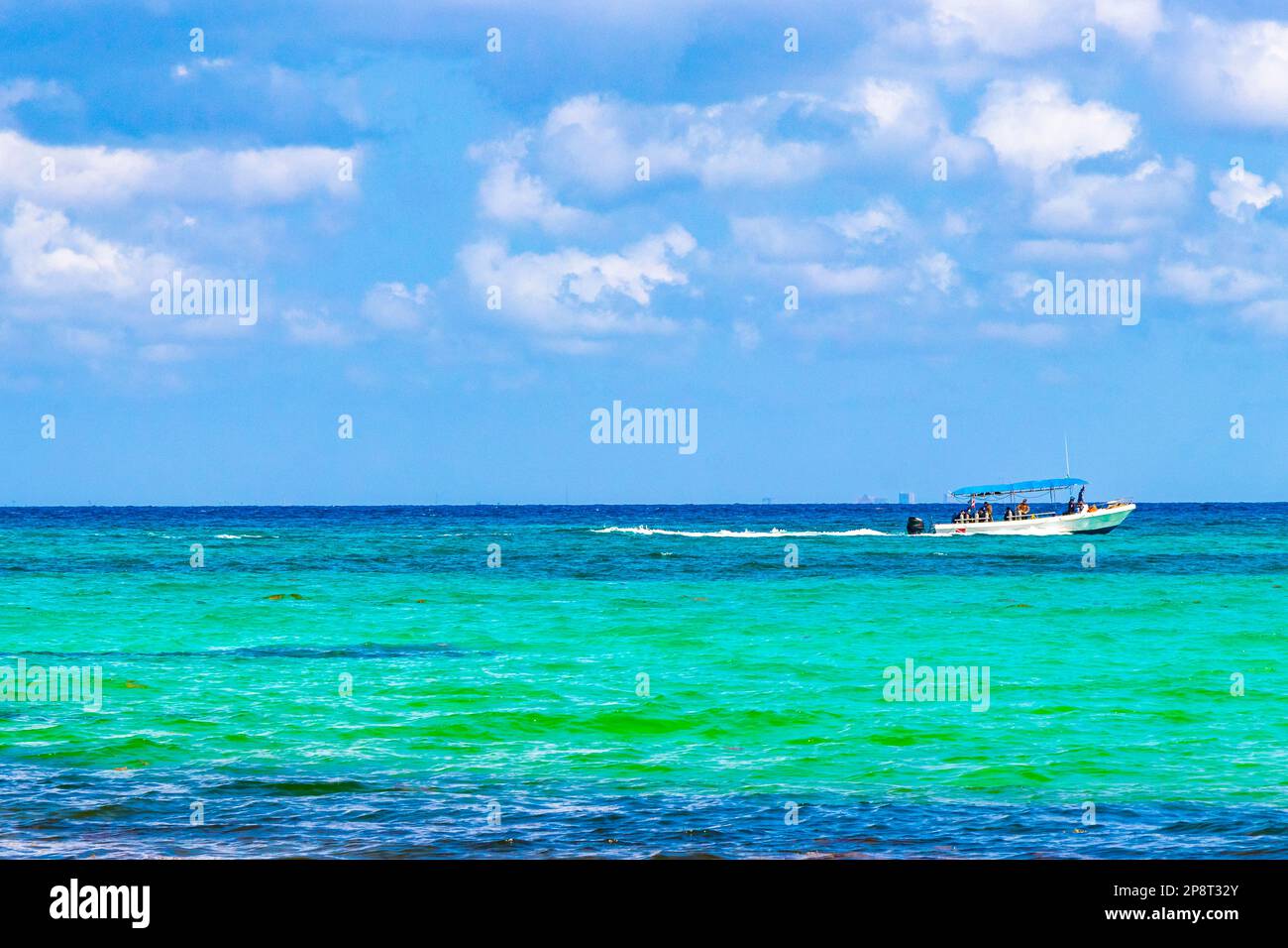 Boat yacht ship ferry jetty pier and harbor at the tropical mexican ...