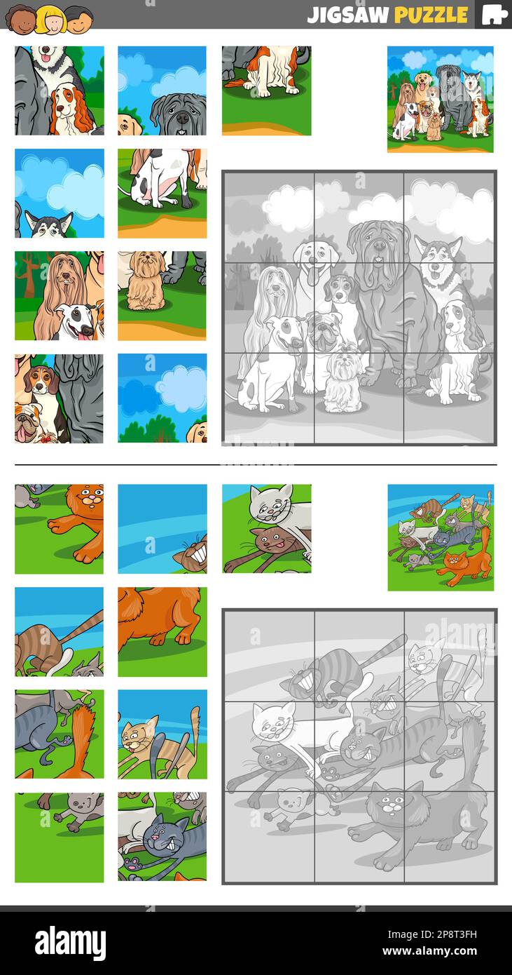 Cartoon cat and dog jigsaw puzzle game hi-res stock photography and ...
