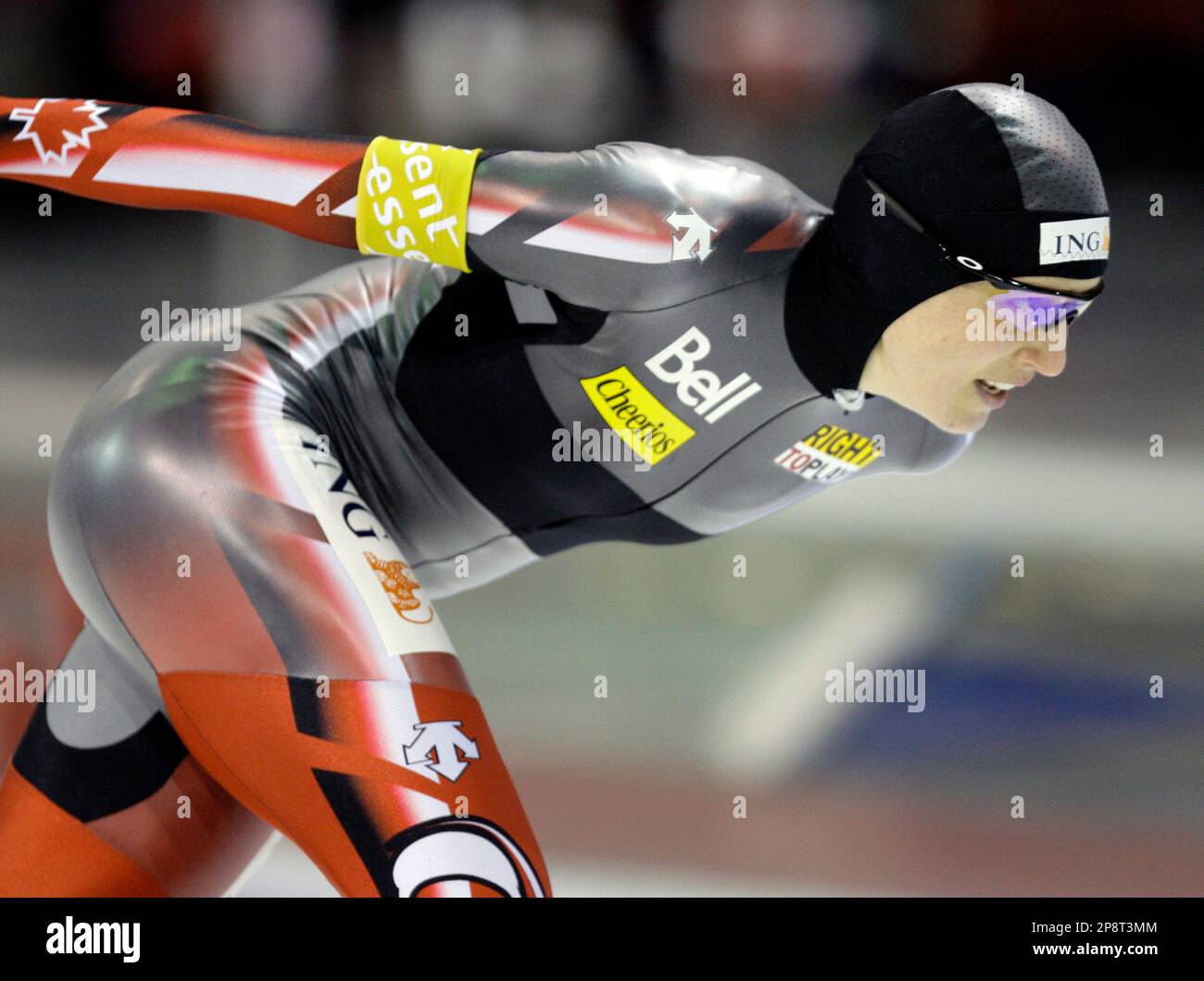 Canada's Kristina Groves heads to the finish line to win the women's ...