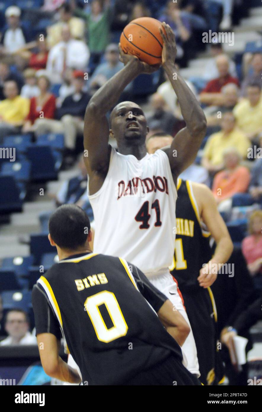 Davidson's Andrew Lovedale (41) shoots as Appalachian State's Donald ...
