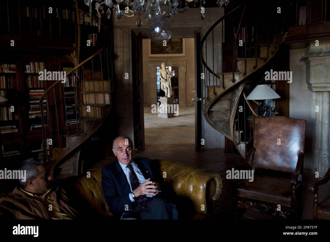 ** TO GO WITH CISJORDANIA MANSION ** Munib Masri, center, talks with ...