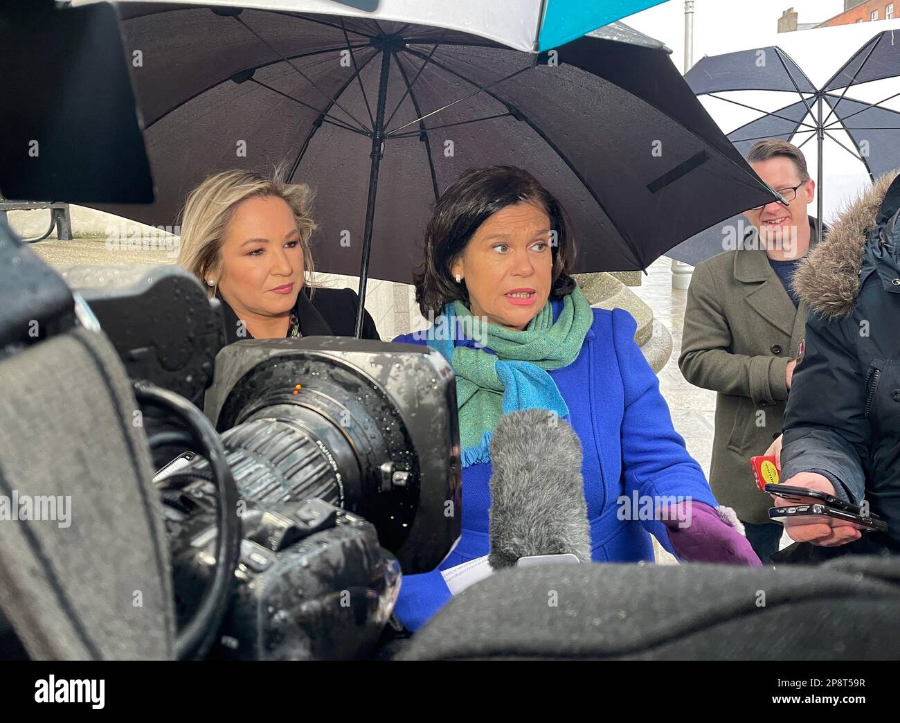 Sinn Fein Party leader Mary Lou McDonald (right) and vice president ...