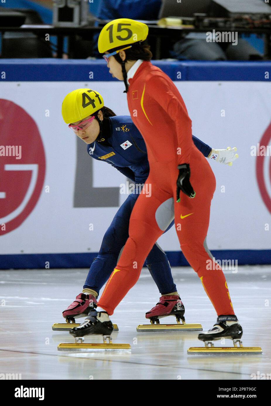 Korea's Kim Min-Jung, left, and China's Wang Meng , right, at the women ...