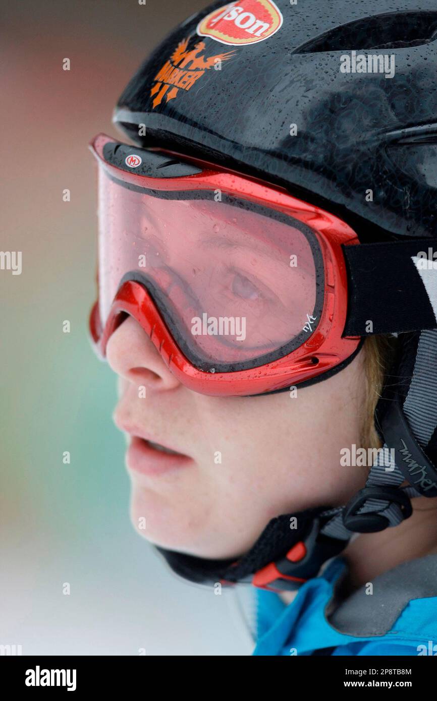Women's world number one Hannah Kearney of the United States checks a ...