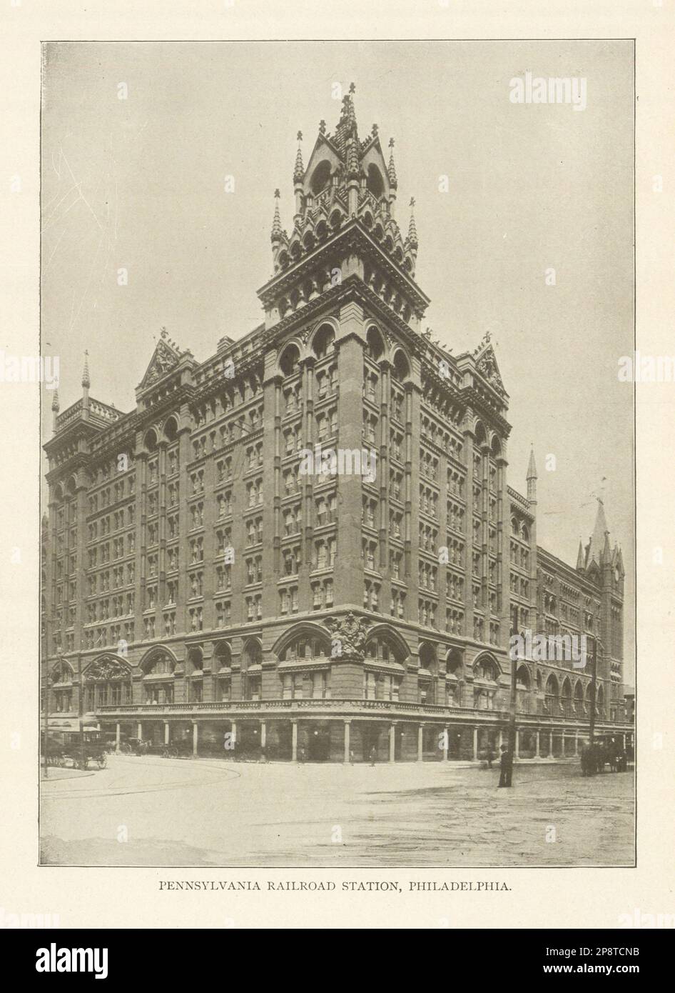 Pennsylvania Railroad Station, Philadelphia 1907 old antique print ...
