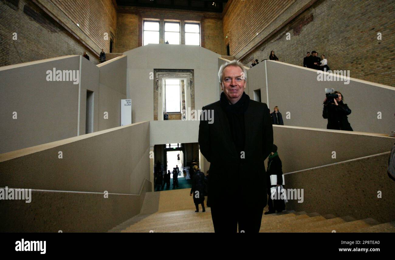 British architect David Chipperfield poses in the staircase of the ...