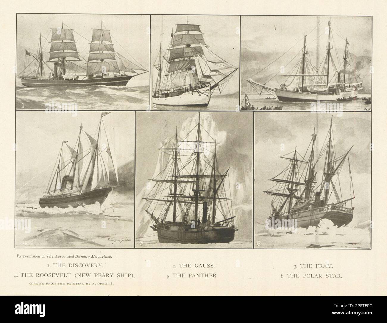 Discovery Gauss Fram Roosevelt (Peary Ship) Panther Polar Star. Ships ...