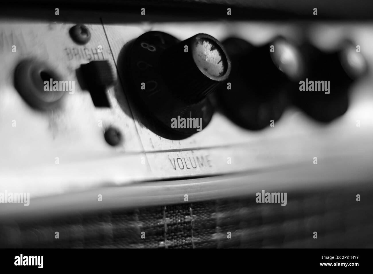 Volume control guitar amp amplifier Black and White Stock Photos ...