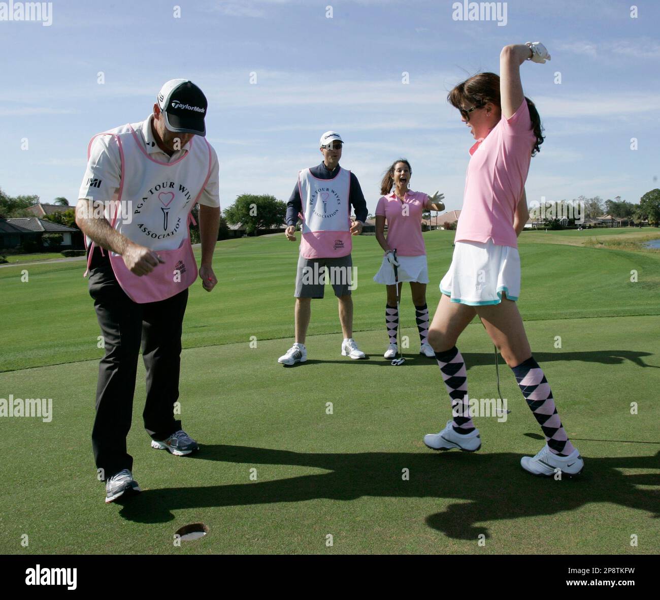 Lori Points, right, wife of golfer D.A. Points, left, celebrates her ...