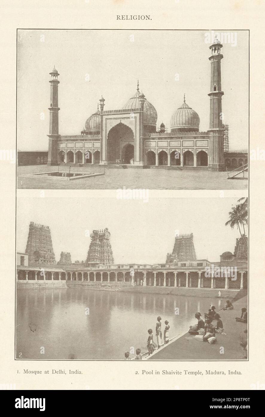 RELIGION. Mosque at Delhi, India. Pool in Shaivite Temple, Madura ...