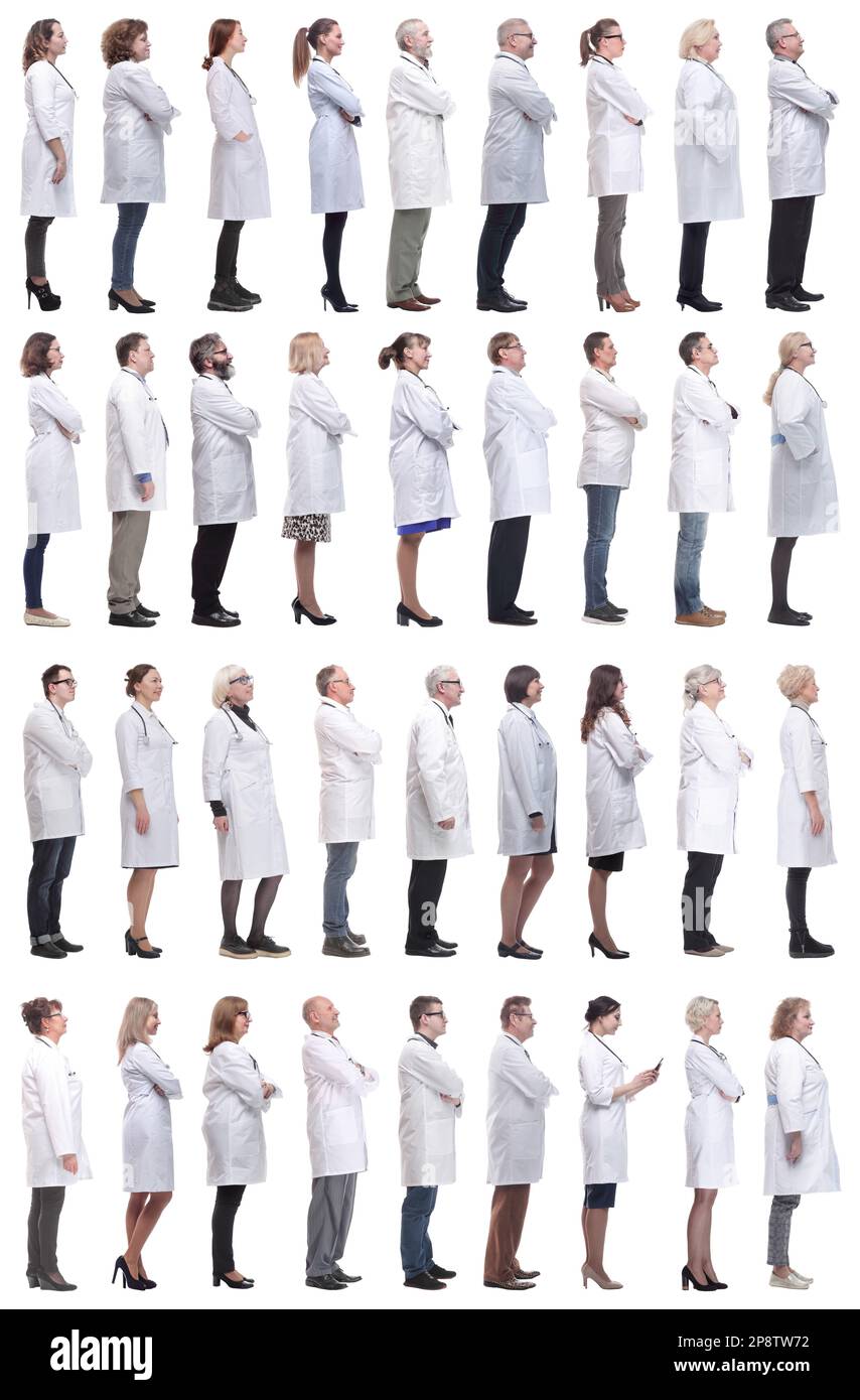 group of doctors in profile isolated on white Stock Photo - Alamy
