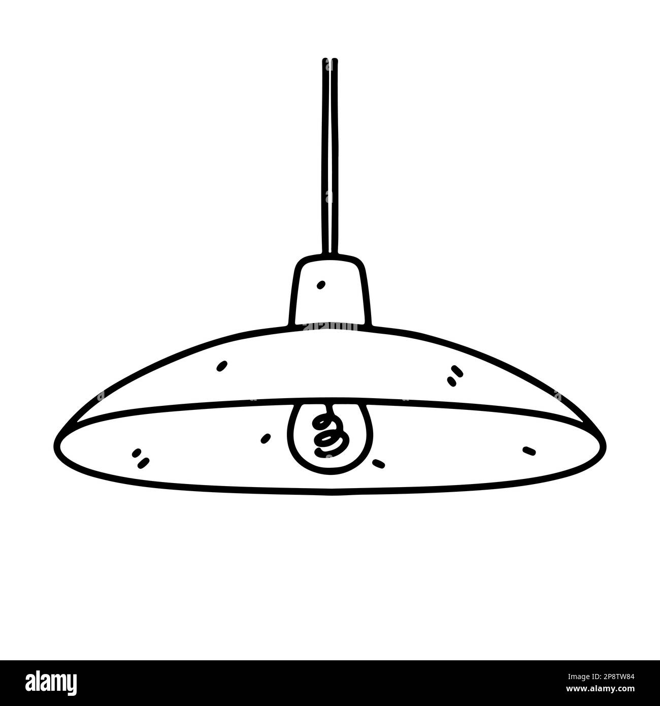 Ceiling lamp in hand drawn doodle style. Vector illustration isolated ...